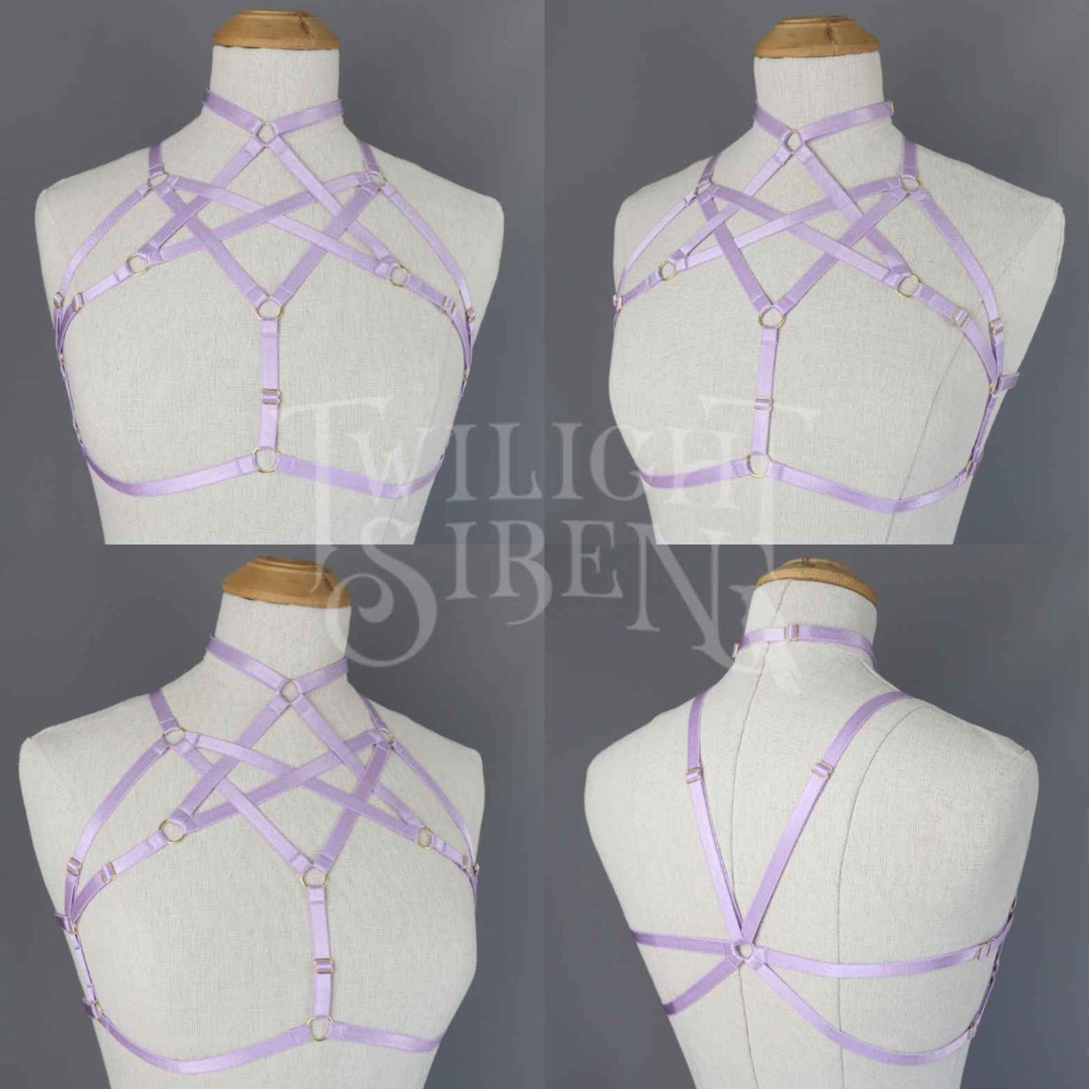 LILAC PURPLE HEXAGRAM SET: BRALET AND THIGH HARNESS – TWILIGHT SIREN